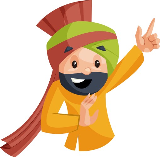 Sikh man with decorated drum Royalty Free Vector Image