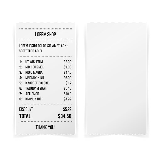 Receipt set paper bills shop and supermarket Vector Image