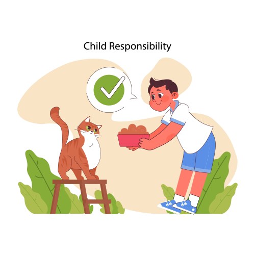 Child responsibility concept flat Royalty Free Vector Image