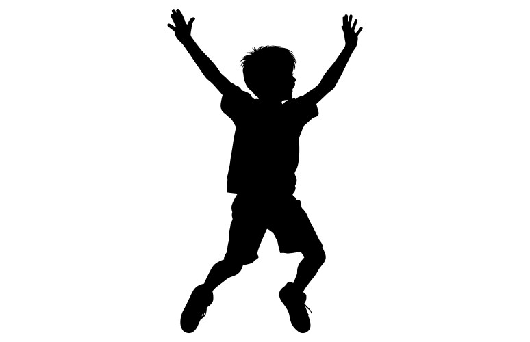 Kids jumping silhouette set child jump logo Vector Image