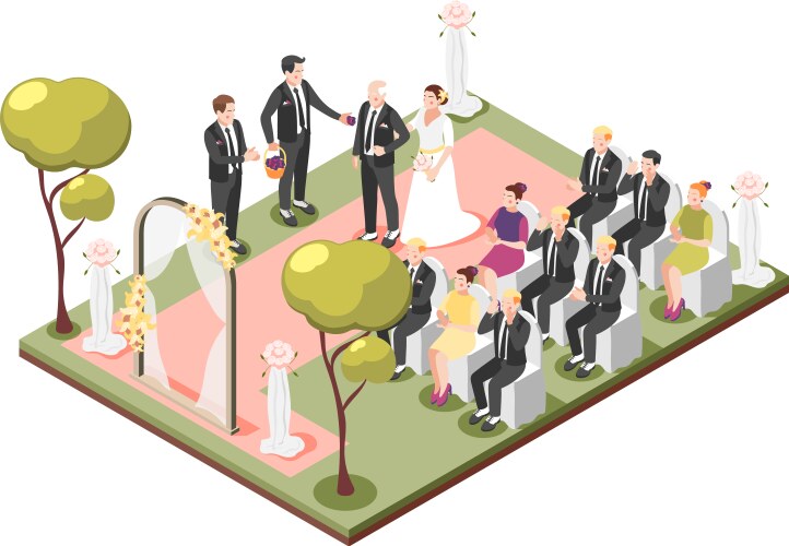Wedding isometric flowchart Royalty Free Vector Image