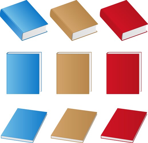 Three blue books in different positions Royalty Free Vector