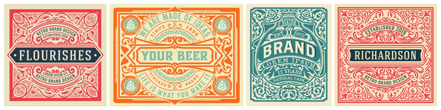 Set of 4 old labels Royalty Free Vector Image - VectorStock