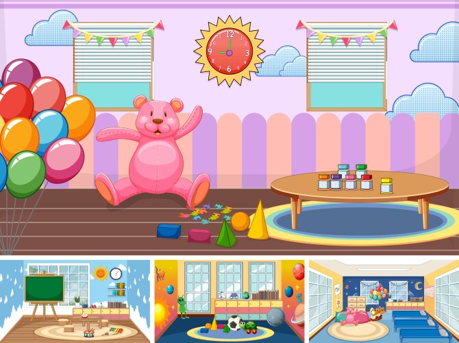 Kids playing kindergarten class cute children Vector Image