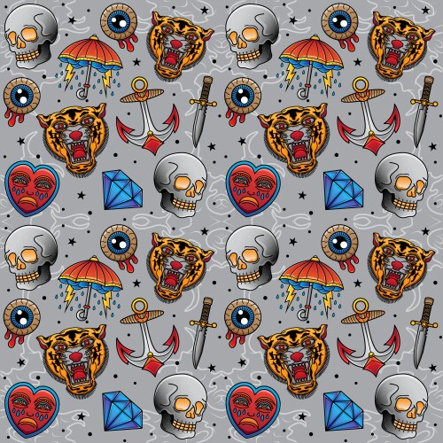 Tattoo Flash Pattern - Retro & Traditional Vector Image