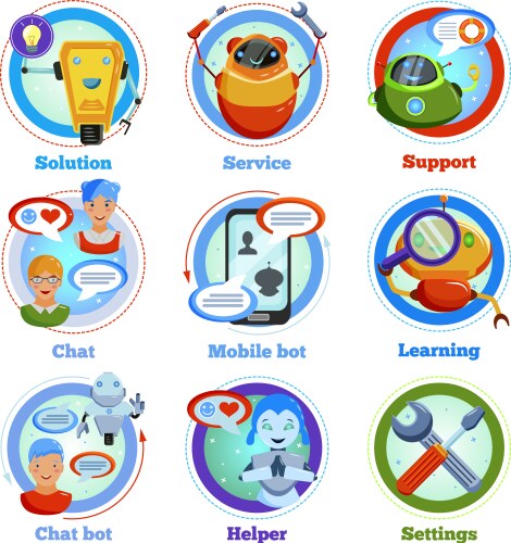 Chat bot flat infographics Royalty Free Vector Image