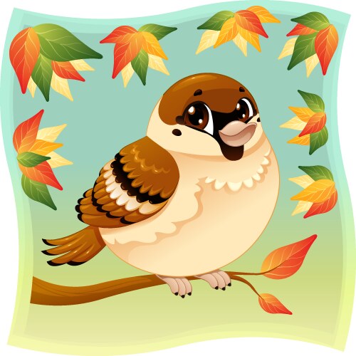 Flying two tree sparrows isolated on white Vector Image