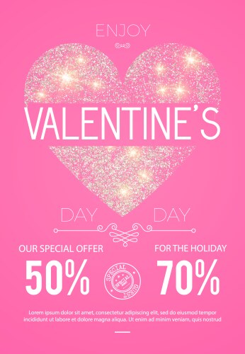 Valentine s day design template with glossy heart Vector Image