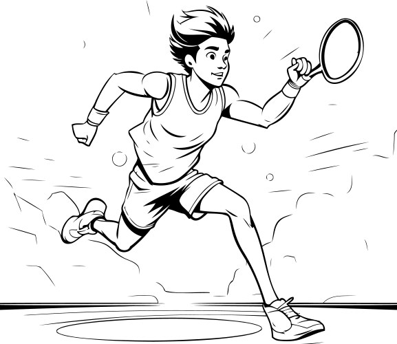 A badminton player jumping over wall Royalty Free Vector