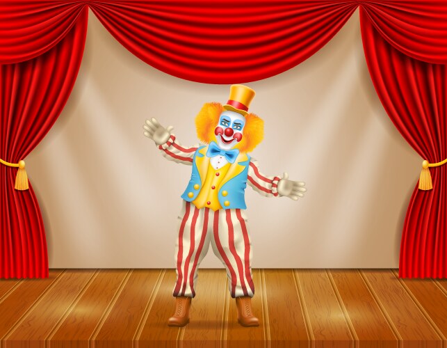 Cheerful clown actor and circus character Vector Image