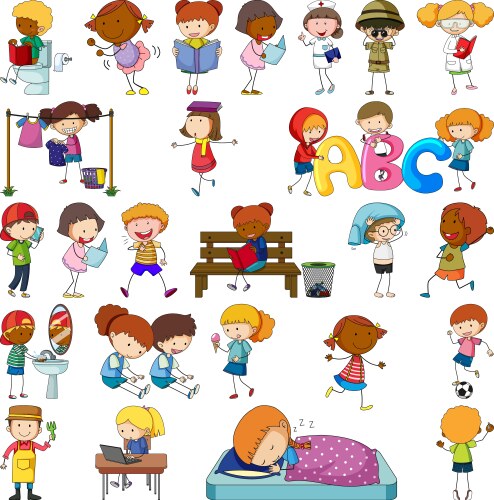 Cartoon kids with different expression Royalty Free Vector