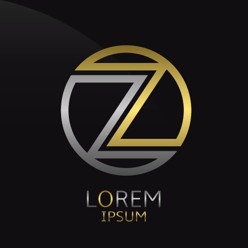 Z letter logo design with square swoosh border Vector Image