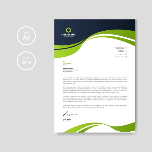 A4 size green letterhead template Royalty Free Vector Image