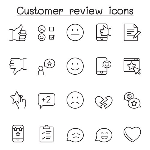 Set of customer review icons in line style Vector Image