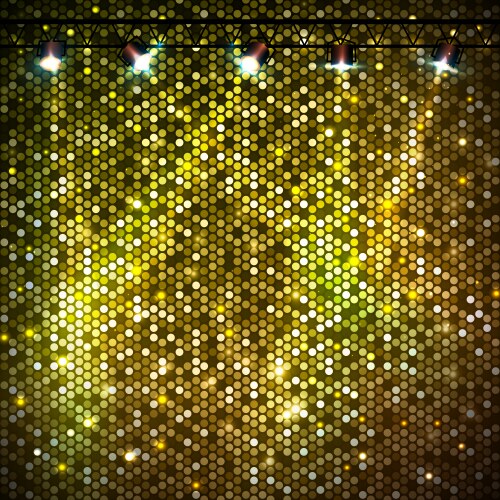 Gold disco lights background Royalty Free Vector Image