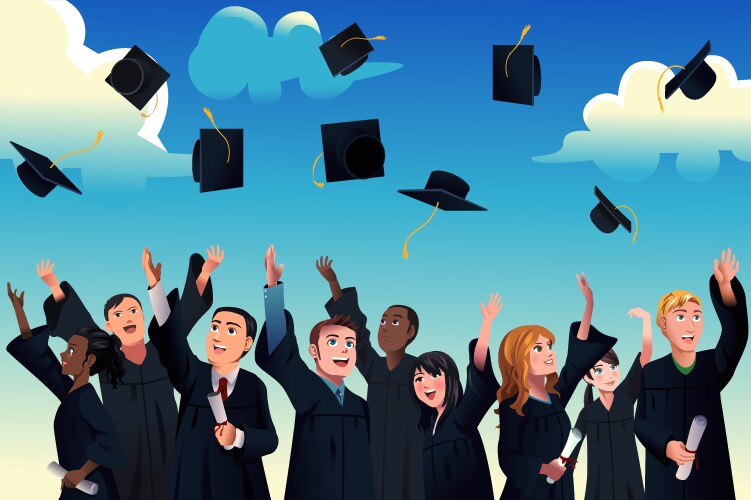 Graduation students background Royalty Free Vector Image