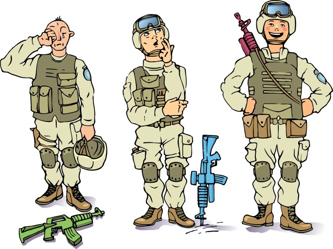 Army soldiers people set Royalty Free Vector Image