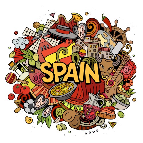 Spain for travelers cultural symbols set Vector Image