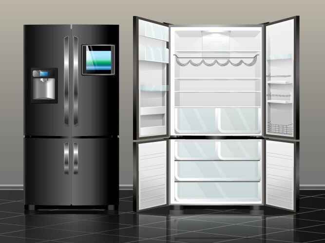 Set of vertical and horizontal fridges showcases Vector Image