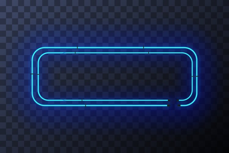 Yellow neon round frame template on transparent Vector Image