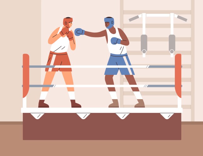 Boxing match in ring Royalty Free Vector Image