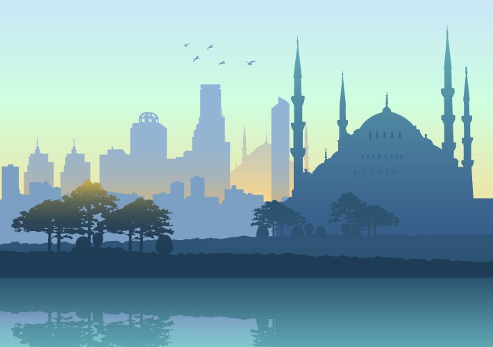 Istanbul turkey city skyline silhouette Royalty Free Vector
