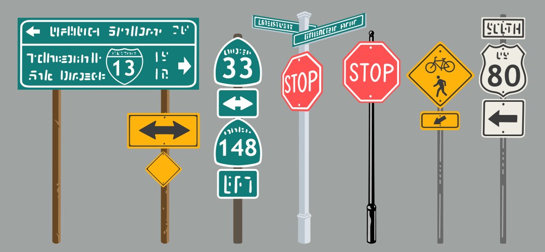 Set of united state street sign Royalty Free Vector Image