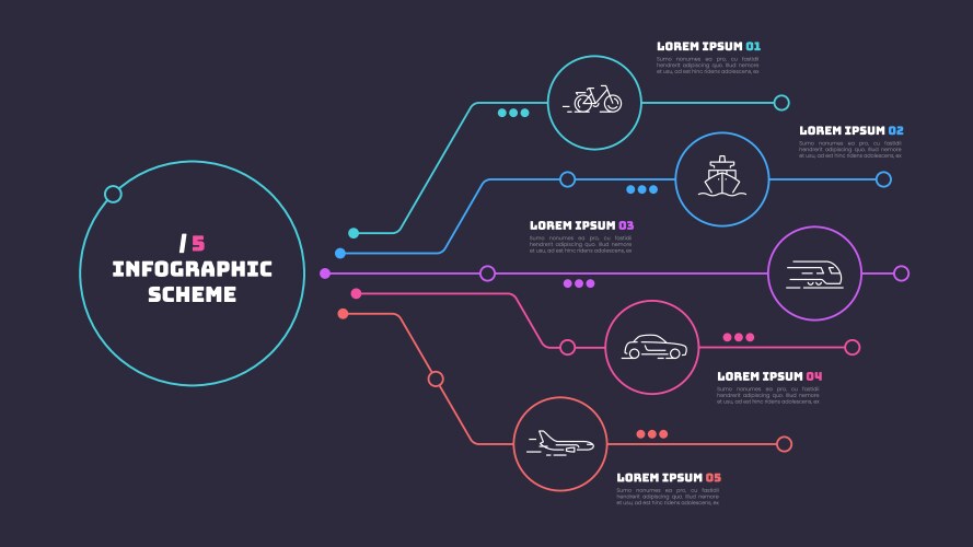 Graphics infographics with five options template Vector Image