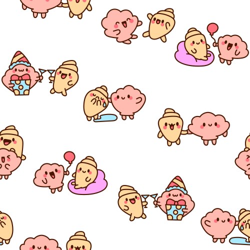 Funny couple seashell cartoon characters Vector Image