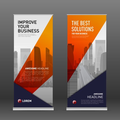 Construction roll up banner design template Vector Image