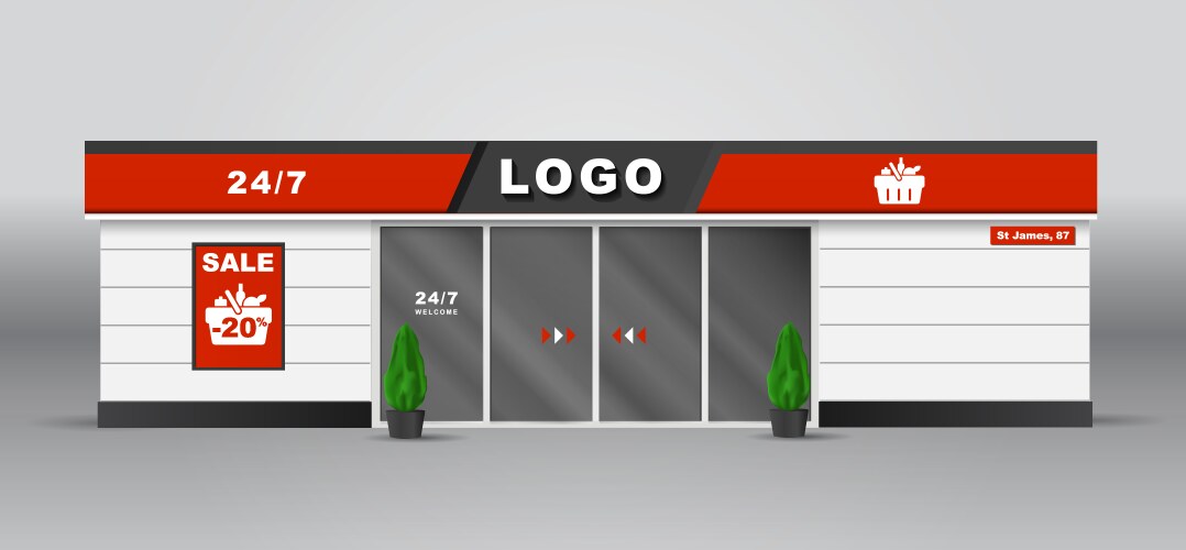 Baber shop stores front flat style Royalty Free Vector Image