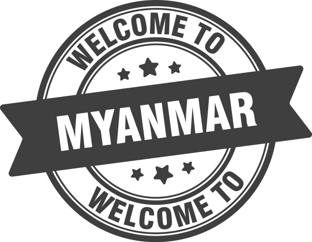 Welcome to myanmar stamp myanmar round sign Vector Image