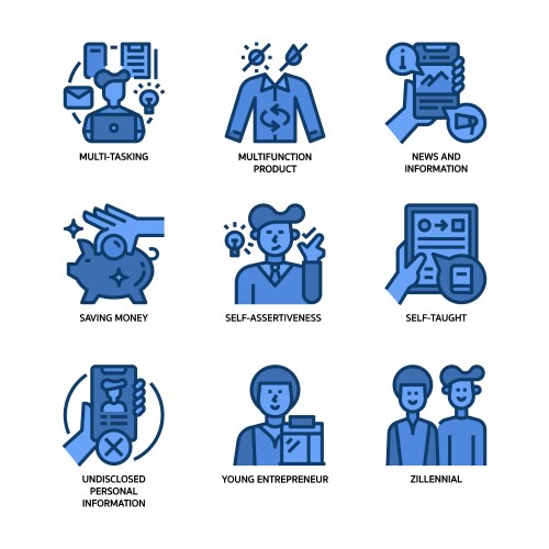 Generation z icons set Royalty Free Vector Image