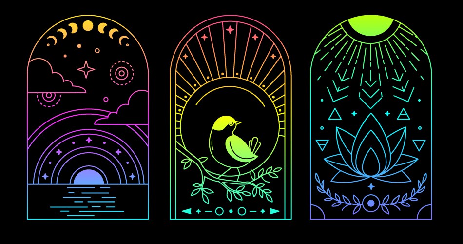 Modern magic witchcraft cards with four elements Vector Image