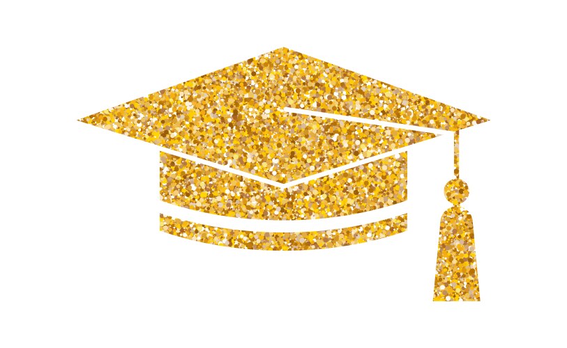 Graduation hat glitter logo graduate cap flat Vector Image