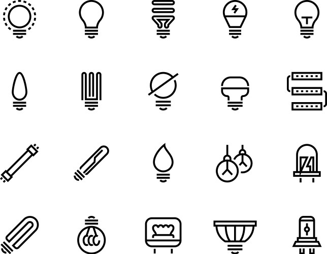 Lightbulb icon set light bulb electricity Vector Image