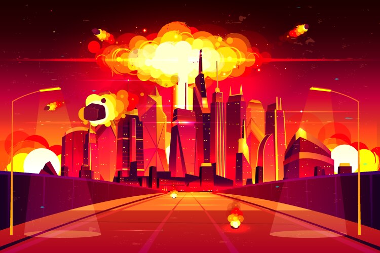Nuclear Explosion Cartoon City Vector Images (over 200)