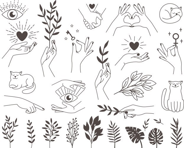 Black tattoo simple old fashioned hand drawn Vector Image