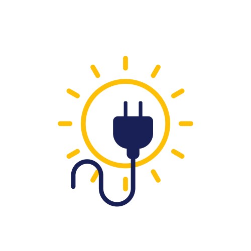 Solar energy sun and electric plug logo Royalty Free Vector