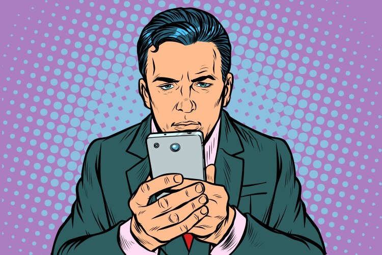 Smartphone in male hand Royalty Free Vector Image