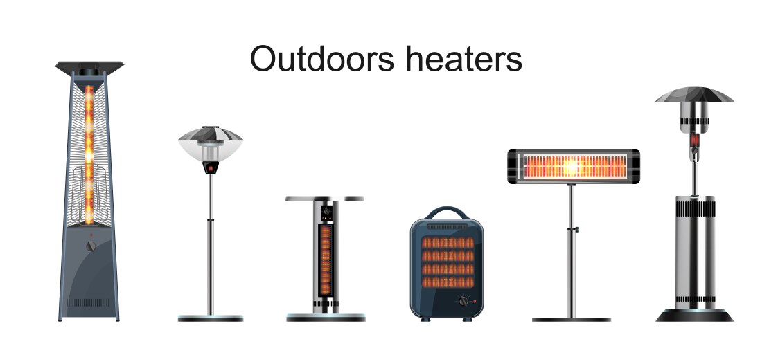 Outdoor heaters set Royalty Free Vector Image - VectorStock