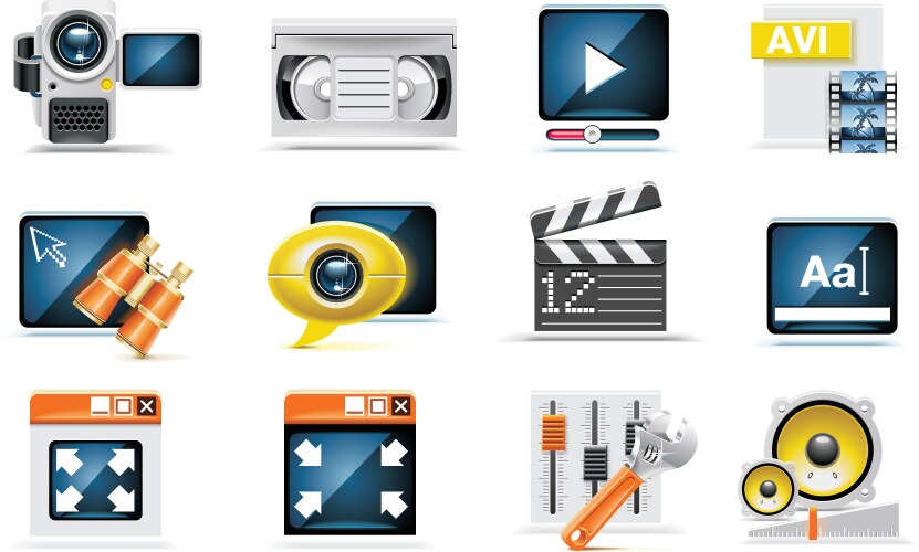 Multimedia icon set Royalty Free Vector Image - VectorStock