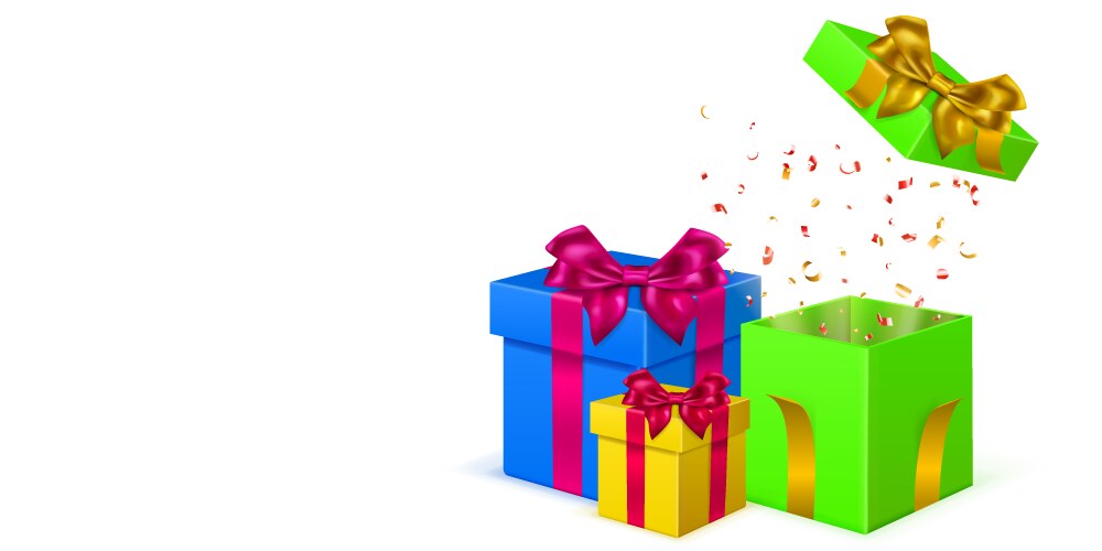 Celebration banner with gift boxes Royalty Free Vector Image