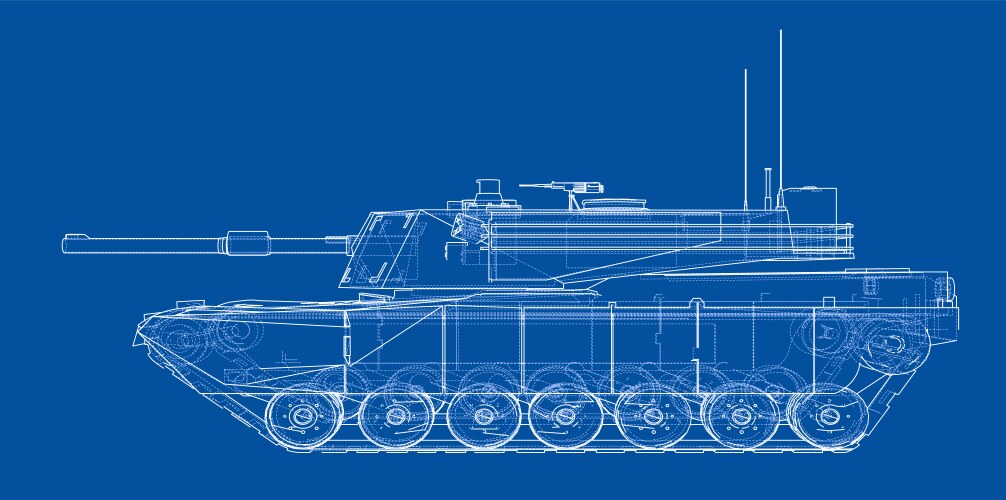 Blueprint of realistic tank Royalty Free Vector Image