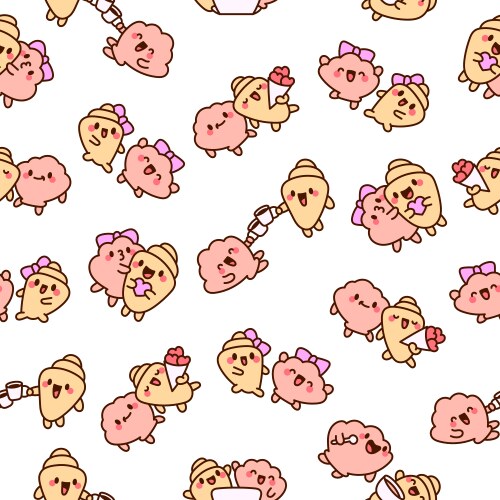 Funny couple seashell cartoon characters Vector Image