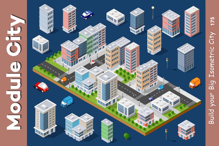 Isometric coutryside map Royalty Free Vector Image