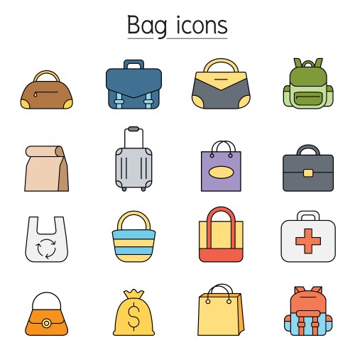 Shopping bag icon set Royalty Free Vector Image