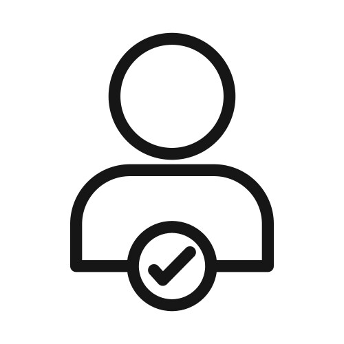 Profile check icon black and white sign Royalty Free Vector