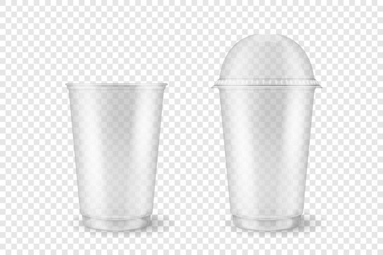 Realistic plastic cups mockup set Royalty Free Vector Image