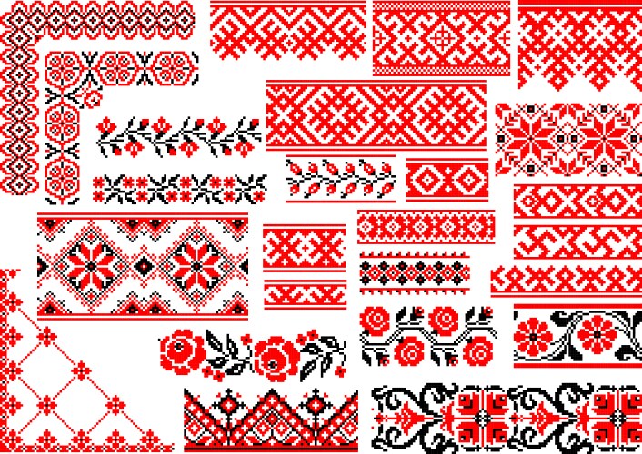 Set of 12 ethnic patterns for embroidery stitch Vector Image